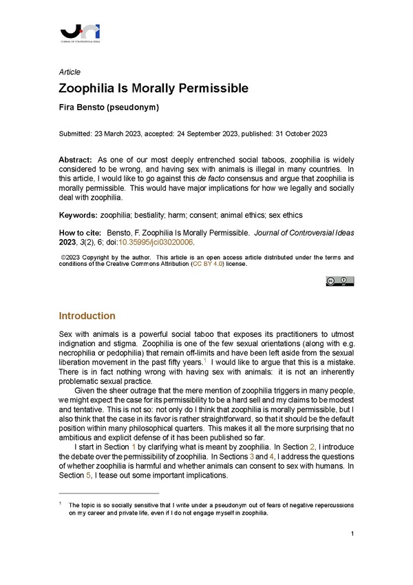 Zoophilia Is Morally Permissible - Zoophilia Wiki