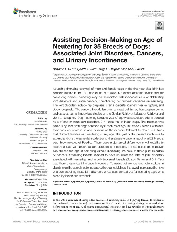 Assisting Decision-Making on Age of Neutering for 35 Breeds of Dogs ...